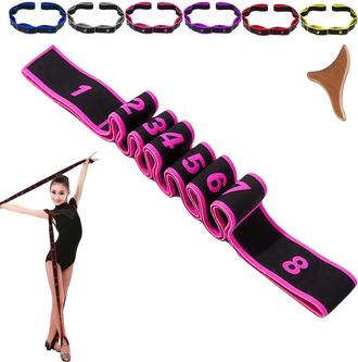 Generic Fitness Resistance Bands, Fitness Resistance Band for Stretching and Yoga, 8-Section Elastic Training Bands with Handle (Rose Red)