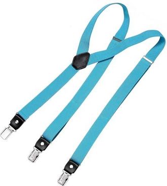 DonDon Bretelles pour hommes étroites 2,5 cm avec 3 clips de bretelles vintage extra forts en forme de Y - Turquoise