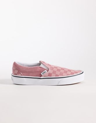 Vans Baskets &agrave; enfiler motif damier - Rose