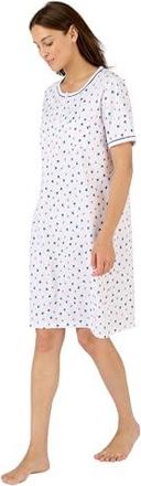 Damart Chemise De Nuit Pur Coton Peign&eacute; Femme Bleu Imprim&eacute; Taille 50-52 (XL)
