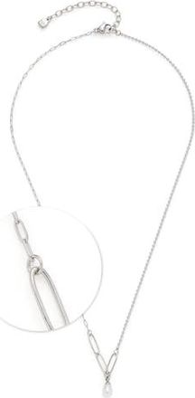 Leonardo Collier Ciao Peggy - Chaîne courte en acier inoxydable argenté - Pendentif perle - Mélange de différents types de chaînes - Longueur 42-47 cm - Cadeau