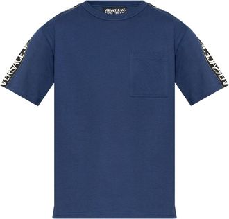 Versace Jeans Couture T-Shirt mit Logo-Print - Blau