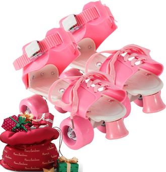 Generic Quad Roller Skates - Kinder Skatingschuhe, Vierradschlittschuhe, Doppelreihenrollen | Verstellbare Skating -Schuhe ohne Entfernung, bequeme Aktivitäts