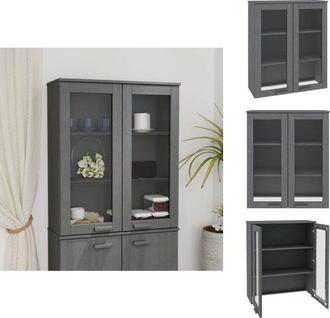 vidaXL Highboard-Oberteil hamar Dunkelgrau 85x35x100 cm Massivholz - Sideboard - Hochschrank - Wohnzimmermöbel - Regal - Aufbewahrung