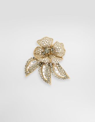 Dolce & Gabbana Blumenbrosche Mit Strasssteinen - Frau Bijoux Gold Metall Pz