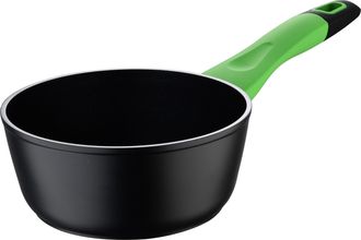 San Ignacio Vitoria - 33 cm Topf - Geschmiedetes Aluminium - Innenarmer Schwarzbeschichtung - Outdoor in Schwarz - Gesamtinduktion - schwarzer Mango mit Gr&uuml;n - le