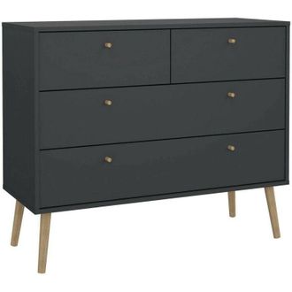 Dmora Dmora - Kommode Tiffany, Mehrzweckkommode, Schlafzimmerkommode, Schrank mit Schubladen, 99x39 h82 cm, Grau
