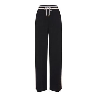 Elena Miro Femme, Pantalons, Noir, Taille: 42 FR Pantaloni palazzo misto viscosa