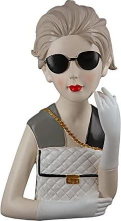 Gilde Deko Poly Skulptur Figur Lady - mit Handtasche - Dekoration Wohnzimmer - Höhe 29 cm, 37196, Grau
