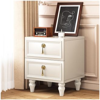 Generic Bauernhaus-Nachttisch, Beistelltisch for Schlafzimmer, Wohnzimmer, Holzkommode for Schlafzimmer, Nachttisch mit mentalem Griff(White,50cm/19.68in)