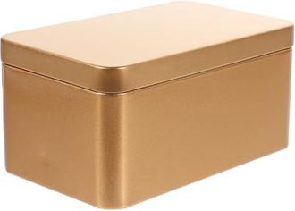 DOITOOL Boîte rectangulaire en fer blanc pour feuilles de thé, mini organisateur de maison pour bonbons et collations, design doré avec bords lisses