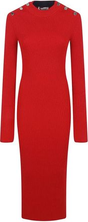 Max Mara Femme, Robes, Rouge, Taille: 36 FR Robe en tricot de laine avec boutons métalliques