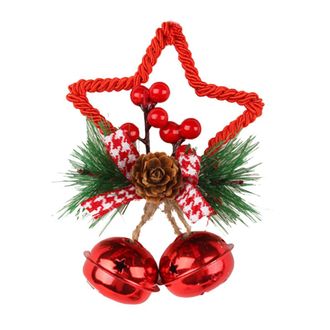 DOITOOL Rote Weihnachtsdeko Stern Glockenanh&auml;nger mit Schleife Festlicher Christbaumschmuck zum Aufh&auml;ngen Geeignet f&uuml;r Fenster Zimmer und Weihnachtsbaum Dekor