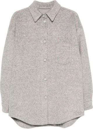 Forte Couture Hemd mit Pailletten - Grau