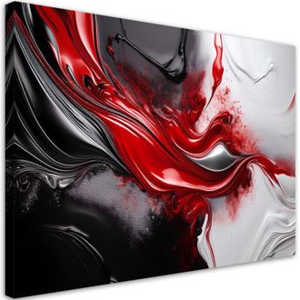 Feeby Tableau d&eacute;co Abstraction 3D rouge noir 90x60