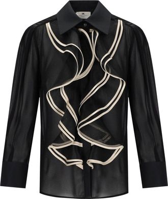 Elisabetta Franchi CHEMISE &Agrave; VOLANTS NOIR BEURRE ELISABETTA FRANCHI
