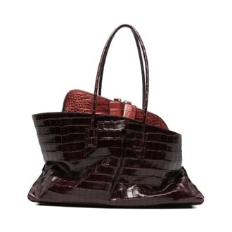 The Attico Femme, Sacs, Brun, Taille: ONE Size La passeggiata Medium Top Mix Stampa Coccodrillo