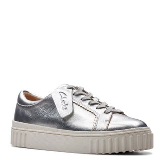 Clarks Premium Mayhill Walk Damen-Sneaker, Silber-Metallic, 41 EU, Silberfarben metallisch, 41 EU