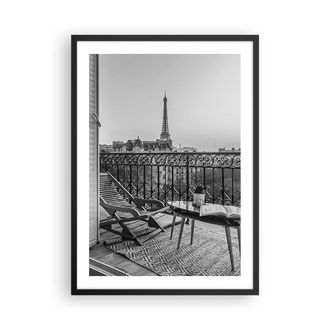 Arttor Wandposter Art Prints 50x70cm Poster Schwarzrahmen Schwarzweiß Paris Balkon Küche Wanddeko Bild Wand Kunstdruck Deko Wandbilder Dekoration Wohnzimmer 
