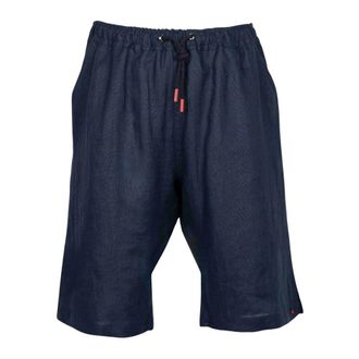 Kiton Homme, Shorts, Bleu, Taille: 2XL Short en Lin &agrave; Cordon de Serrage