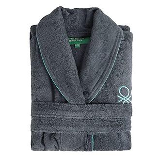 Benetton Peignoir 100 % coton 360 g/m&sup2; Gris fonc&eacute; L/XL