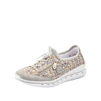 Rieker Damen L0858 Slipper, Cement Pebble Multi Silverflower 40 Grau, 36 EU