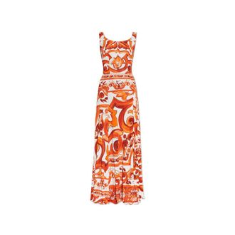 Dolce & Gabbana Majolica-Druck Organza Maxikleid - - Dresses - Damen - Orange - S
