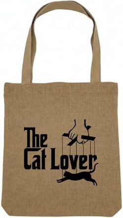 Fabulous Sac Shopping Tote Bag Aspect Lin - The Cat Lover Le Parrain Parodie Film Chat - Sac de Courses Toile Epaisse 360g Beige Naturel Cabas Port&eacute; Epaule Sol