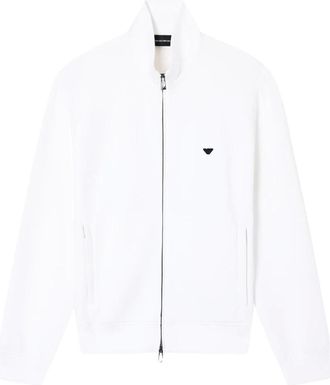 Emporio Armani Homme, Sweatshirts et sweats &agrave; capuche, Blanc, Taille: XS SweaT-shirt Enti&egrave;rement Zipp&eacute; en Double Jersey