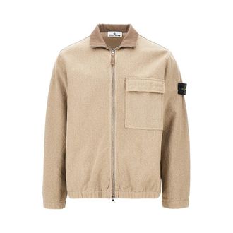 Stone Island Wool-blend full-zip overshirt Man XL