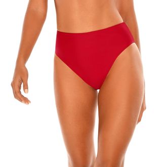 Relleciga Damen Bademode High Waist Bikini-Hose Slip Bottom Retro Rot L