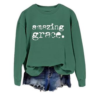 Generic Sweat-shirt Amazing Grace pour femme, sweat-shirt Amazing Grace, chemise amusante pour femme, Vert, XXL