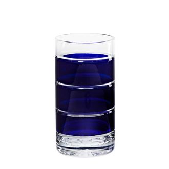 Cristalica Longdrinkglas Saft Limo Wasser Becher Handgeschliffen Blau Kristall Glas 340 ml