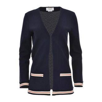 Thom Browne Femme, Pulls, Bleu, Taille: 34 FR Cardigan en Coton Bleu Pull