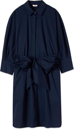 Oltre Femme, Robes, Bleu, Taille: 40 FR Robe en popeline avec ceinture fl&eacute;chie