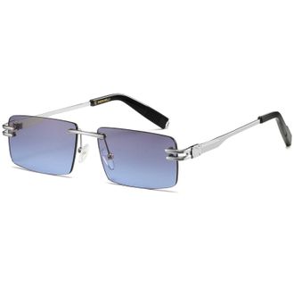 SHEEN KELLY Retro randlose Sonnenbrille f&uuml;r M&auml;nner Frauen Rechteck Ultra-Small Frame Sonnenbrille Durchsichtige Brille