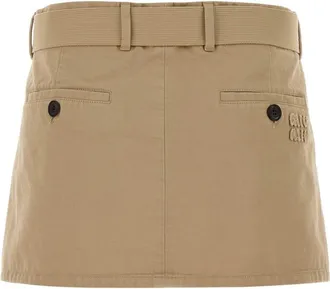 Miu Miu Beige Exterior: Cotton Gonne Skirt