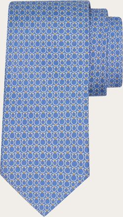 Ferragamo Herren Seidenkrawatte mit Gancini-Print Blau