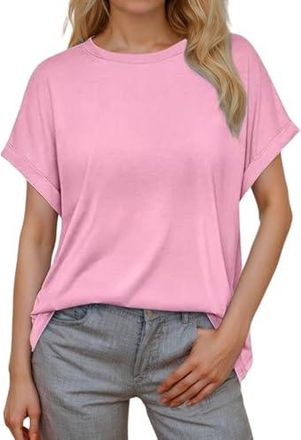 Generic Tee Shirt Femme Col Rond Ample T Shirt &Agrave; Manches Courtes Haut Femme Basiques