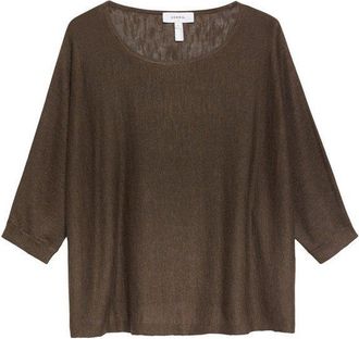 Comma 3/4 Arm-Pullover Strickpullover Lockerer Feinstrickpullover aus Leinenmix