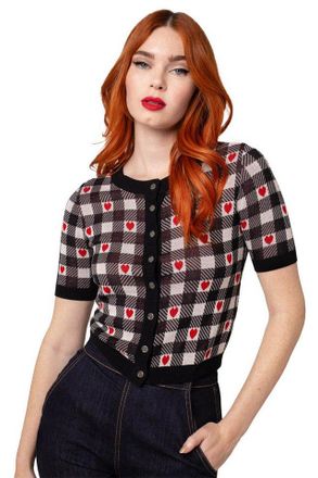 Hell Bunny Strickjacke Leonie Cardigan Vintage Retro Herzen Rockabilly 50er