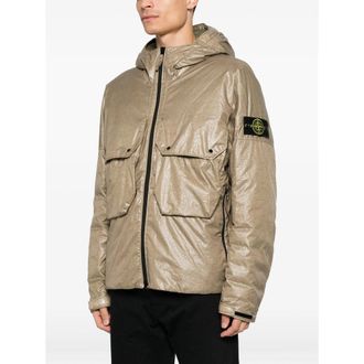 Stone Island Crinkled Finish Padded Down Jacket - Green