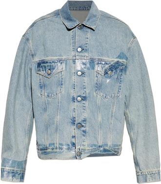Maison Margiela Homme, Vestes, Bleu, Taille: L Veste en jean &agrave; bandes
