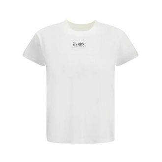 Maison Margiela Femme, Tops, Blanc, Taille: 44 FR T-shirt ras du cou en coton &agrave; manches courtes