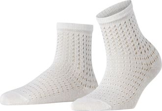 Falke Damen Socken Beach Drop W Sso Baumwolle Leinen gemustert 1 Paar, Weiß White 2000, 35-38