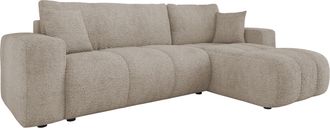 Mirjan24 Ecksofa mit Bettkasten Furyn Boucle, Eckcouch Couch mit Schlaffunktion, Wohnlandschaft, Bettfunktion, Design L-Form Sofa, Seite Universal (Coral 50)