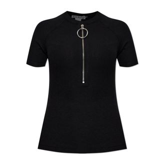 Acne Studios Femme, Blouses et Chemises, Noir, Taille: 36 FR T-shirt c&ocirc;tel&eacute; avec fermeture &eacute;clair