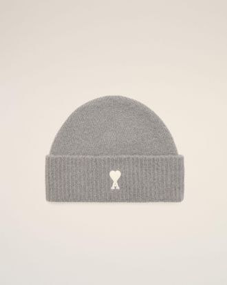 Ami Ami Paris - Bonnet gris en alpaga Ami de Coeur Gris Cendre & ecru - TU - Unisex