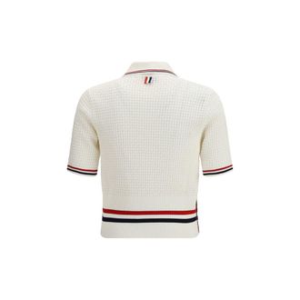 Thom Browne Mens White Cotton Polo Shirt