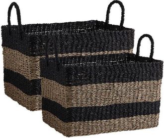 Aubry Gaspard Corbeille de rangement en jonc et corde (Lot de 2)